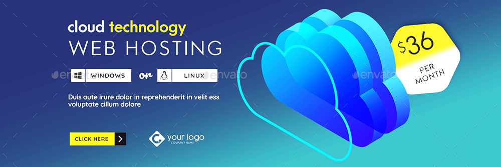 Hosting Banner Pack, Web Elements | GraphicRiver