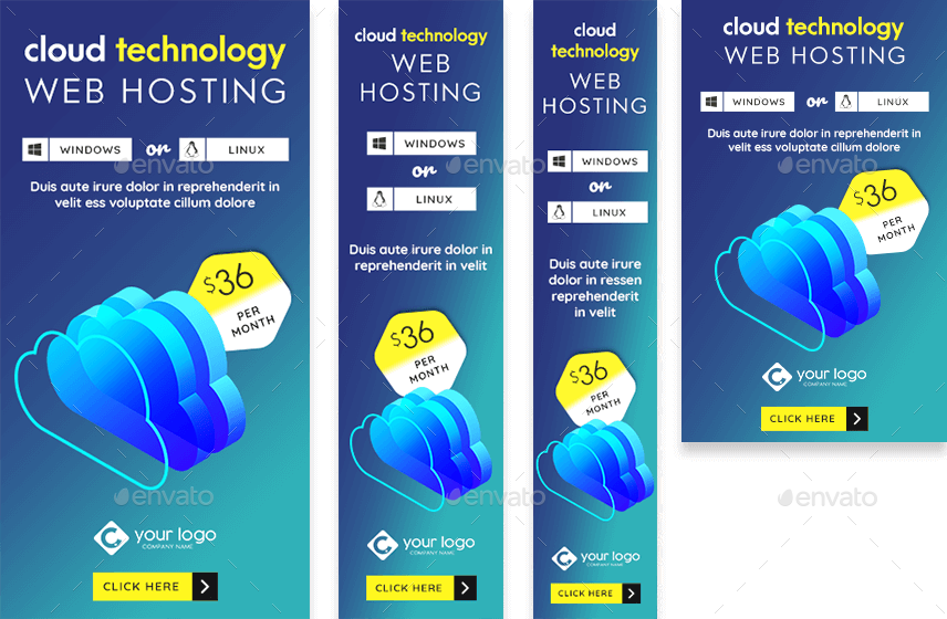 Hosting Banner Pack, Web Elements | GraphicRiver