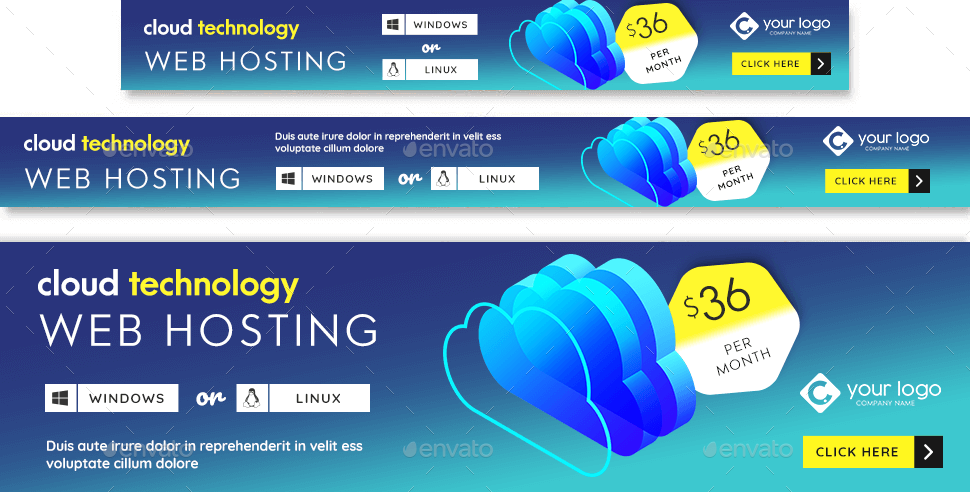 Hosting Banner Pack, Web Elements | GraphicRiver