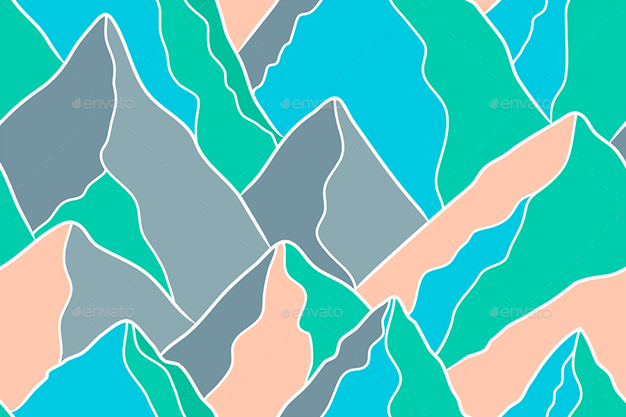 Landscape Mountains Seamless Patterns, Graphics | GraphicRiver