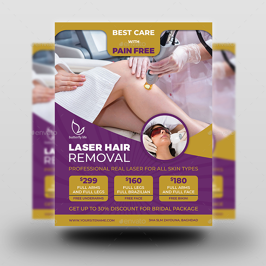Laser Hair Removal Flyer Template, Print Templates | GraphicRiver
