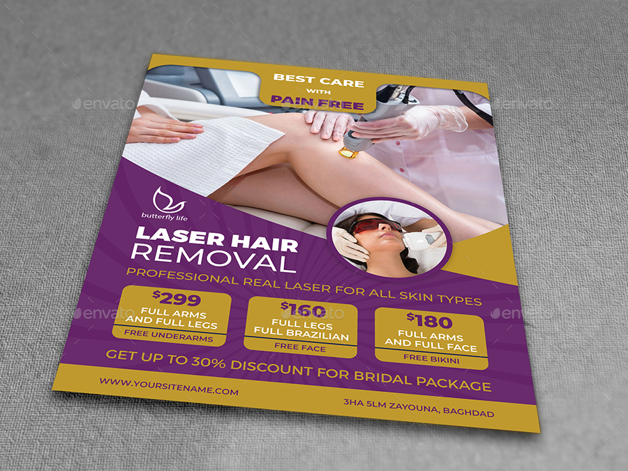 Laser Hair Removal Flyer Template, Print Templates | GraphicRiver