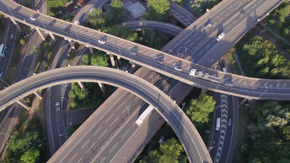 Vehicles Driving Navigating a Spaghetti Interchange Road System, Stock ...