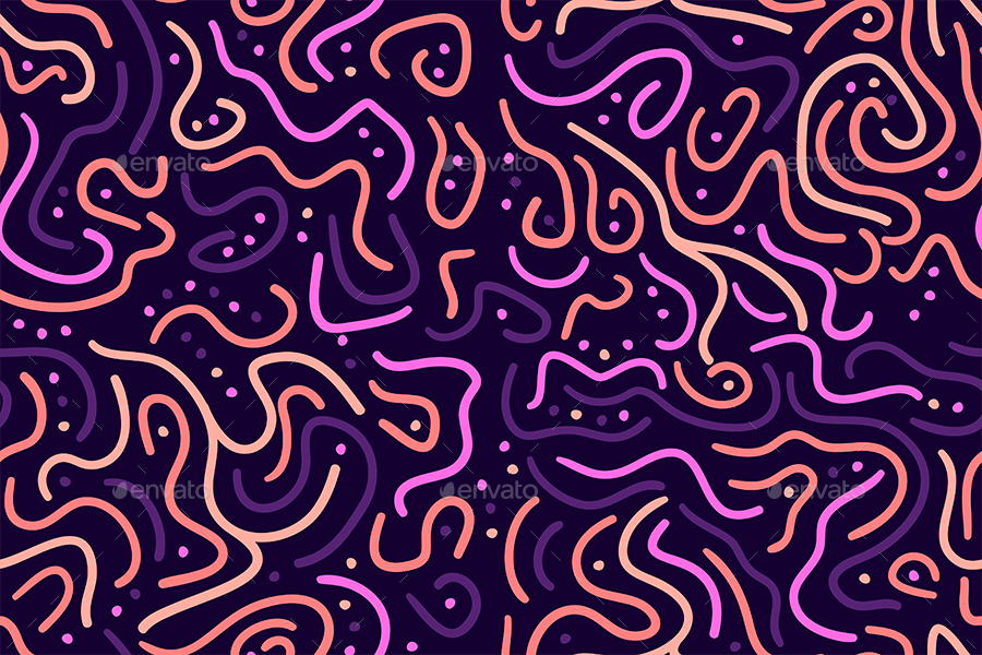 Colored Organic Lines Seamless Patterns, Graphics | GraphicRiver