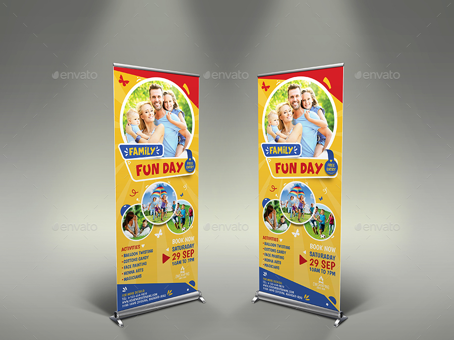 Family Fun Day Signage Banner Roll Up Template, Print Templates ...