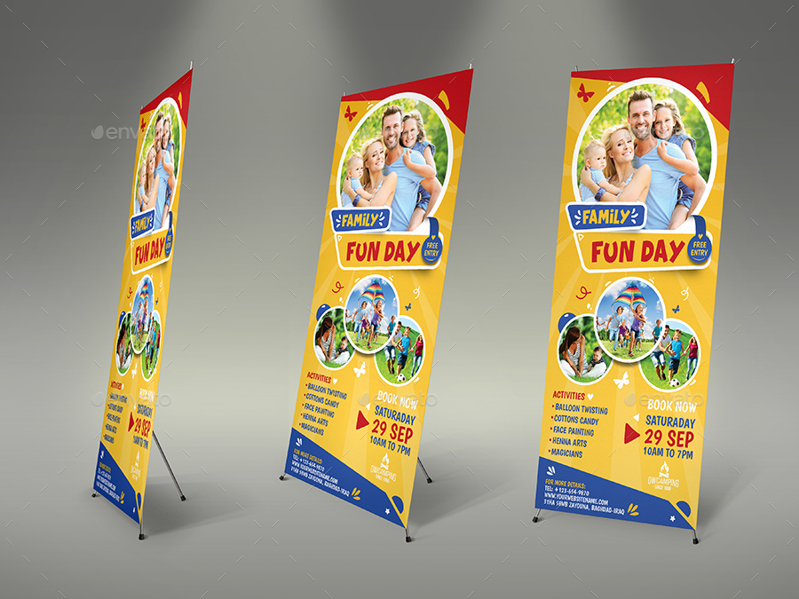 Family Fun Day Signage Banner Roll Up Template, Print Templates ...
