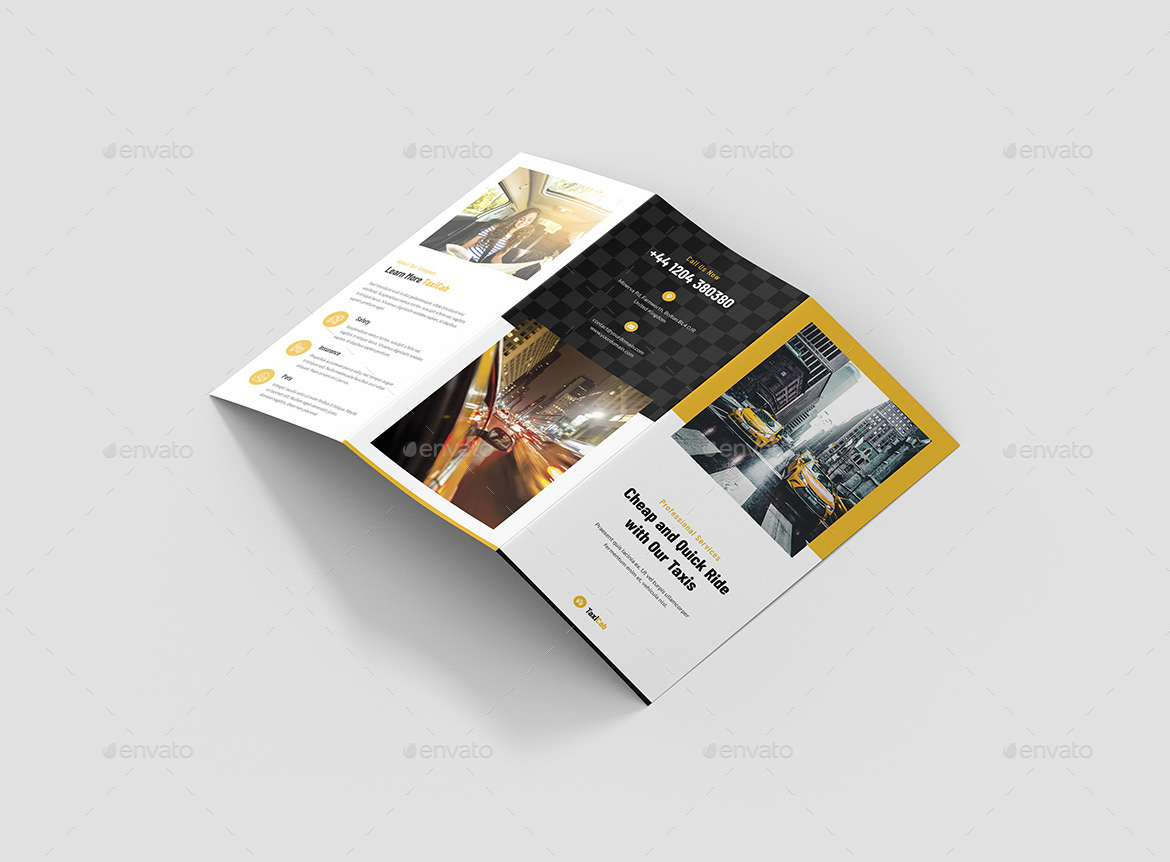 Taxi Cab – Brochures Bundle Print Templates 5 in 1, Print Templates