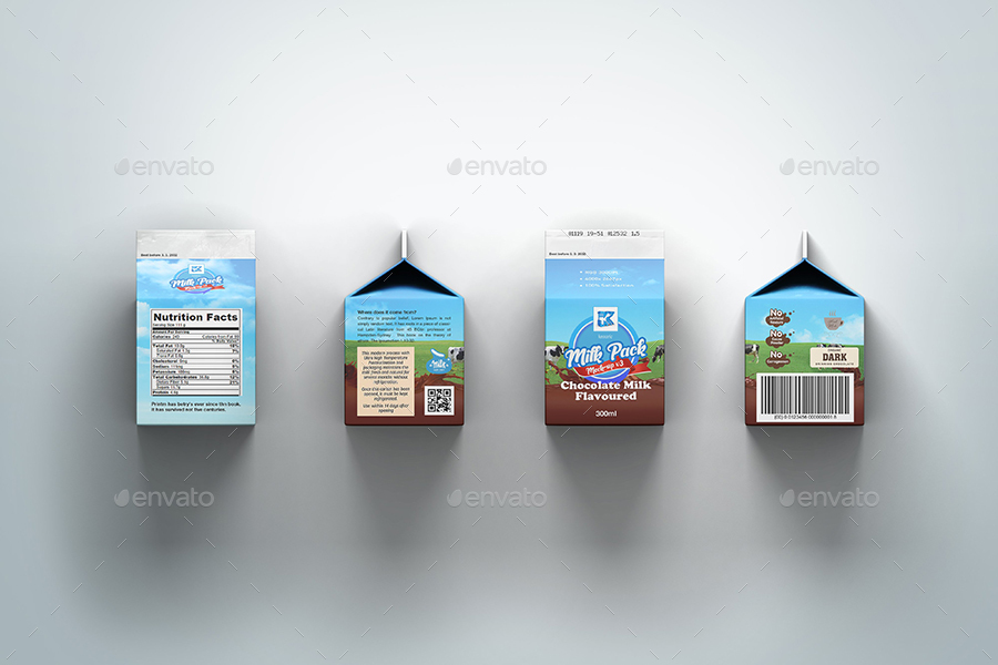 Milk Pack Mock-up v3, Graphics | GraphicRiver