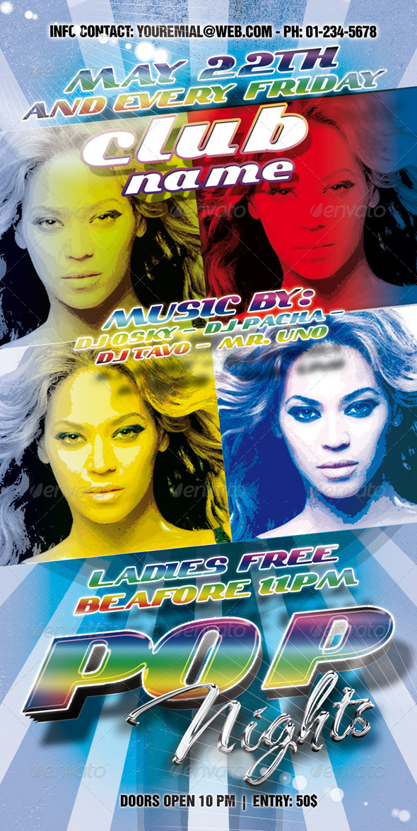 Pop Party Flyer, Print Templates | GraphicRiver