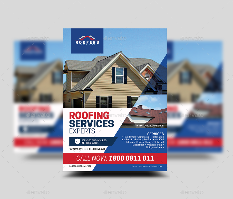 Roofing Experts Promotional Flyer, Print Templates | GraphicRiver