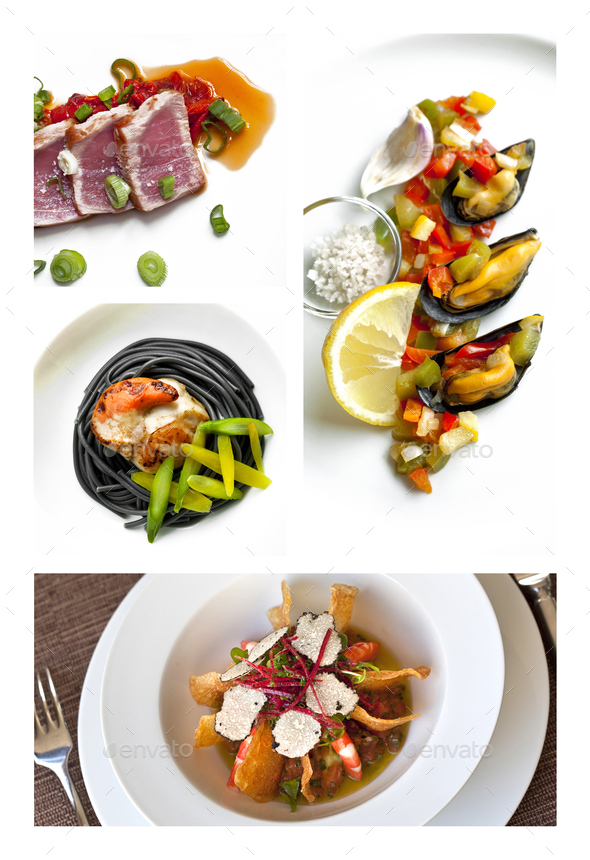 Collage of sea food plates Stock Photo by Redzen2 | PhotoDune