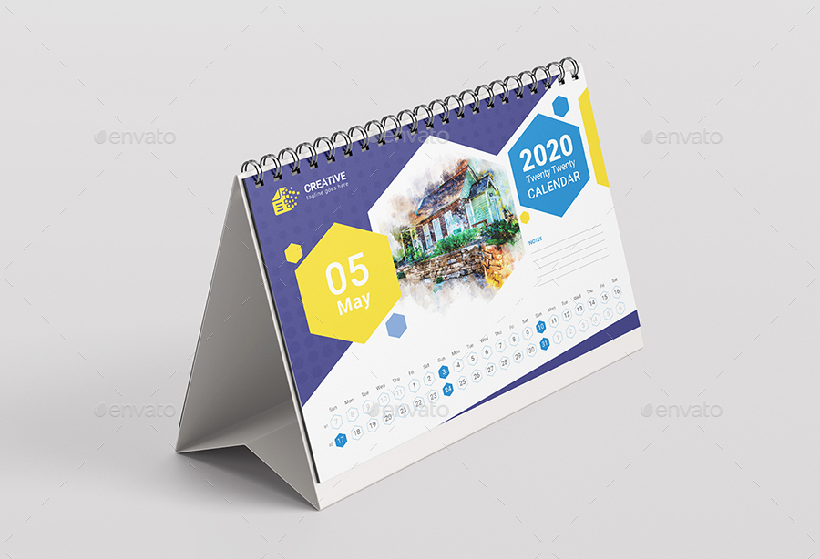 Desk & Landscape Calendar 2020, Print Templates | GraphicRiver