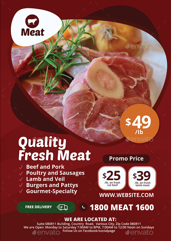 Meat and Poultry Flyer, Print Templates | GraphicRiver