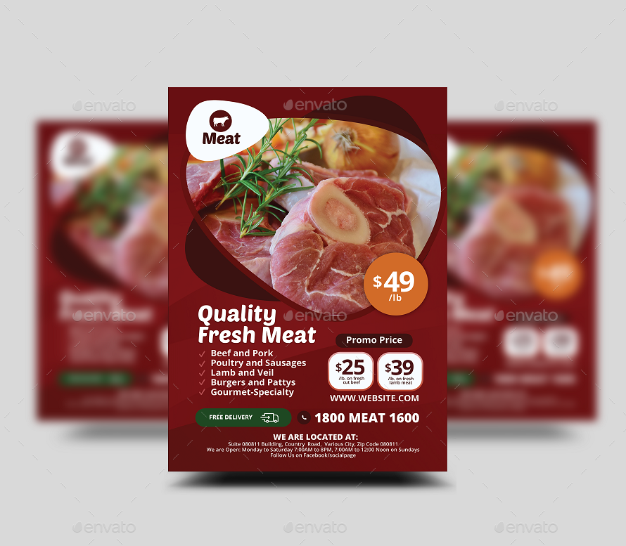 Meat and Poultry Flyer, Print Templates | GraphicRiver