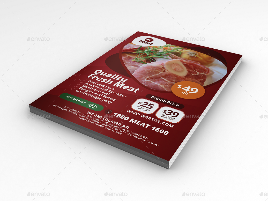 Meat and Poultry Flyer, Print Templates | GraphicRiver