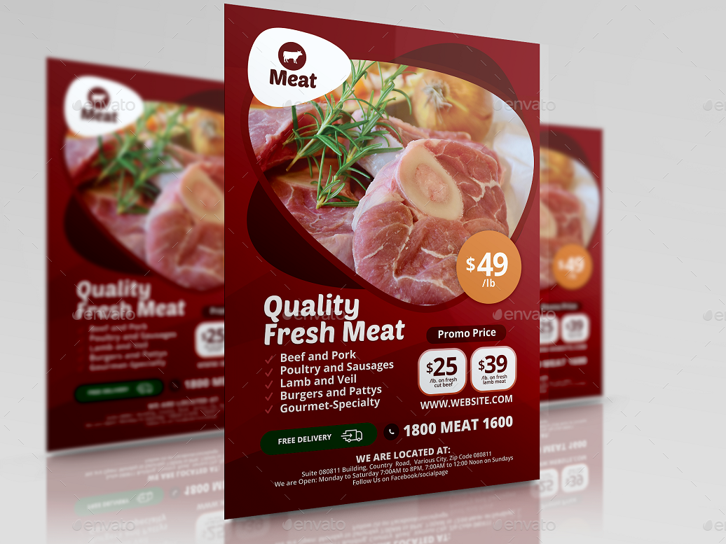 Meat and Poultry Flyer, Print Templates | GraphicRiver