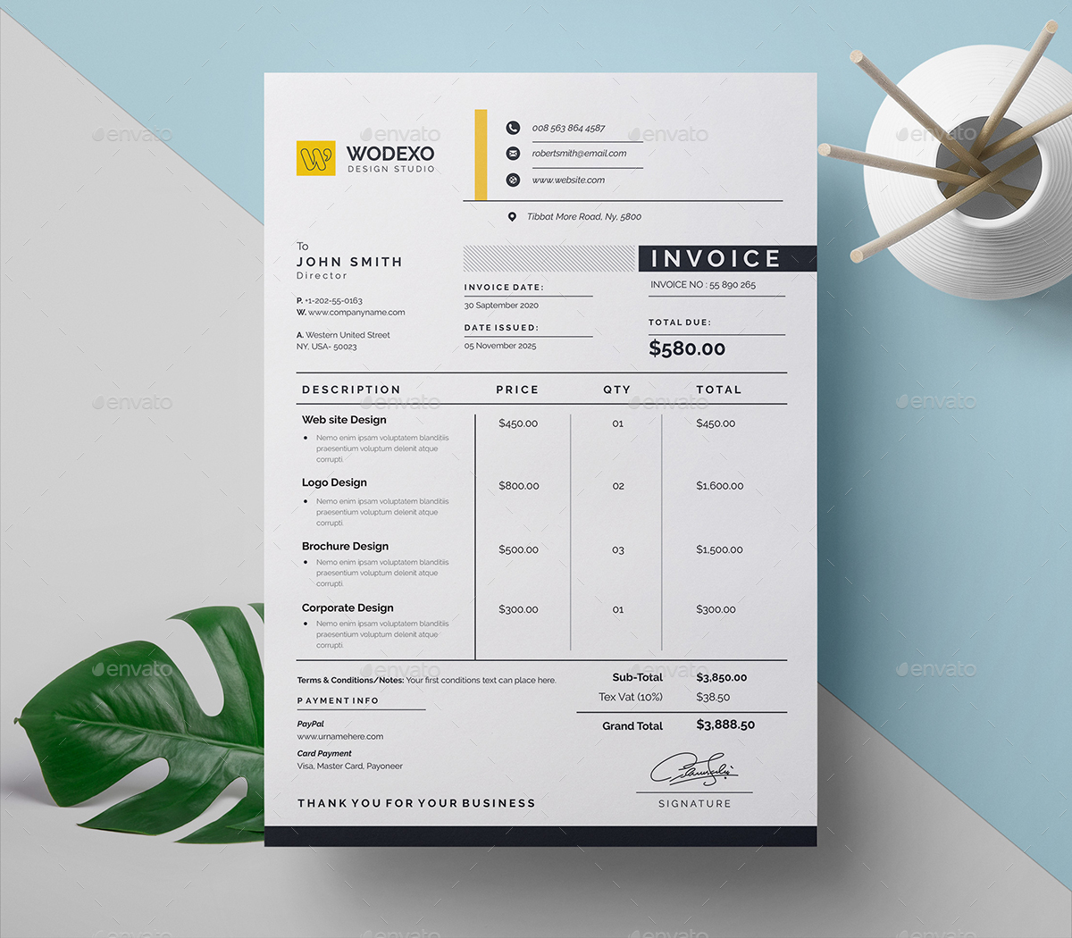 Elegant Invoice Template, Print Templates | GraphicRiver
