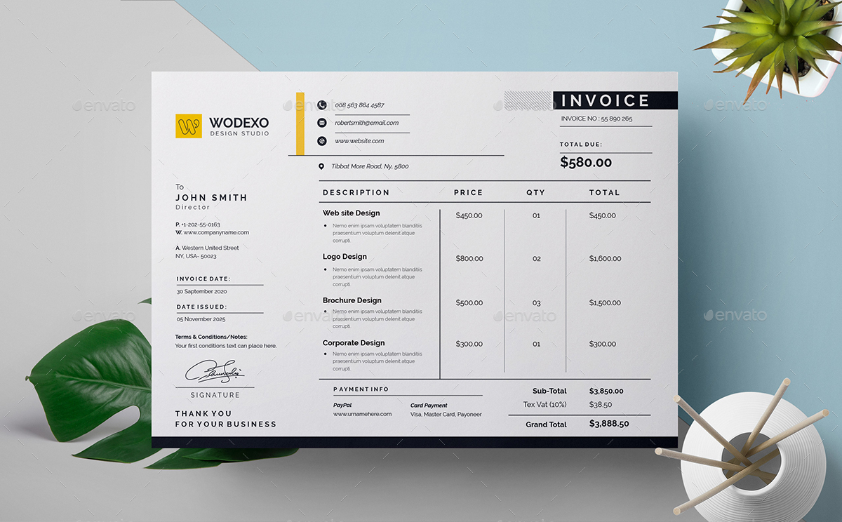 Elegant Invoice Template, Print Templates | GraphicRiver