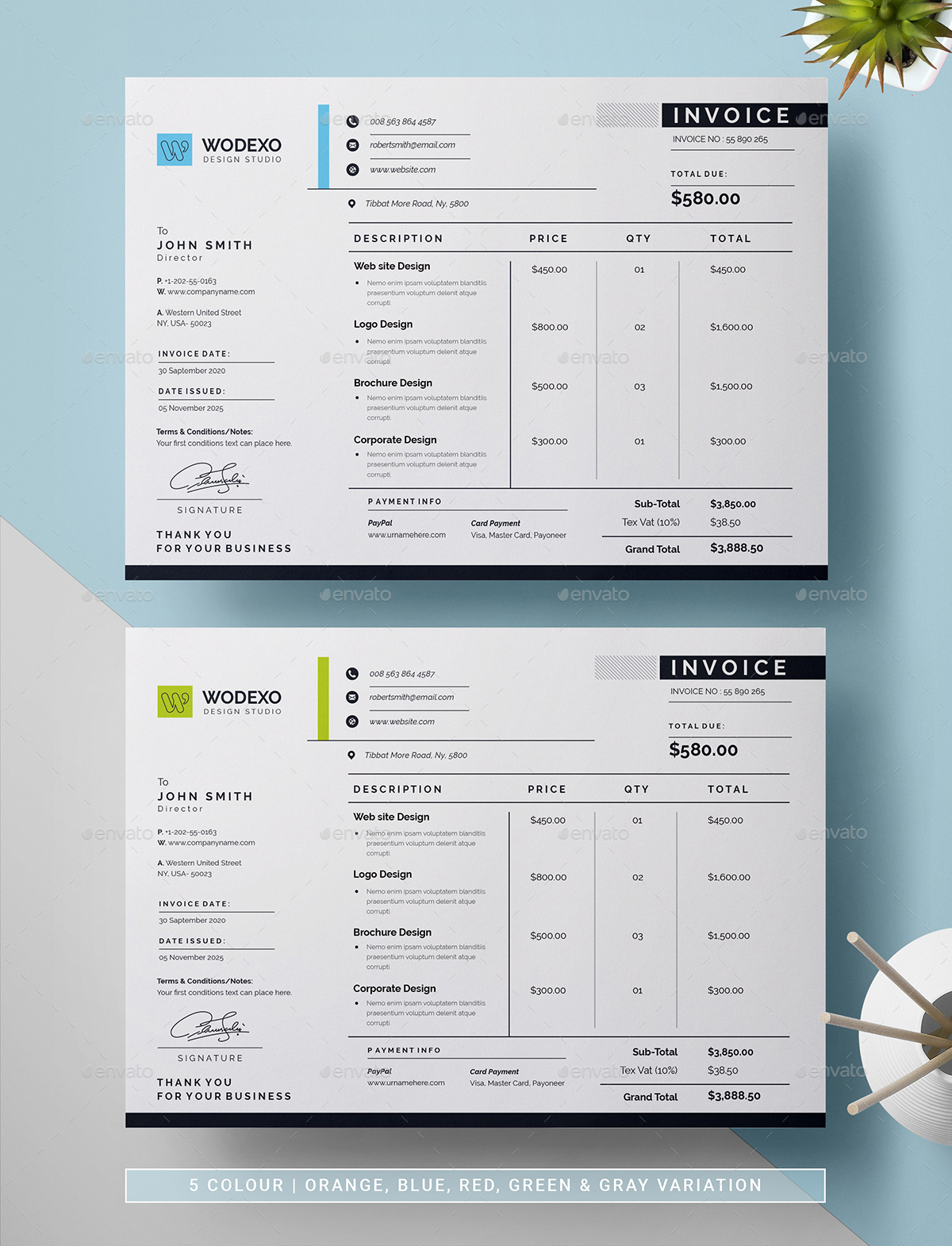 Elegant Invoice Template, Print Templates | GraphicRiver