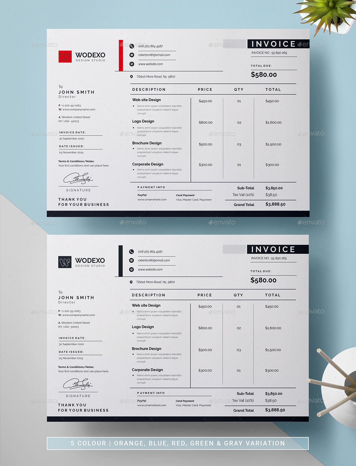 Elegant Invoice Template, Print Templates | GraphicRiver
