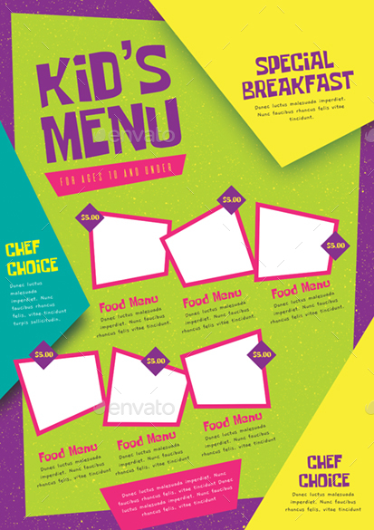 Kids Menu, Print Templates | GraphicRiver