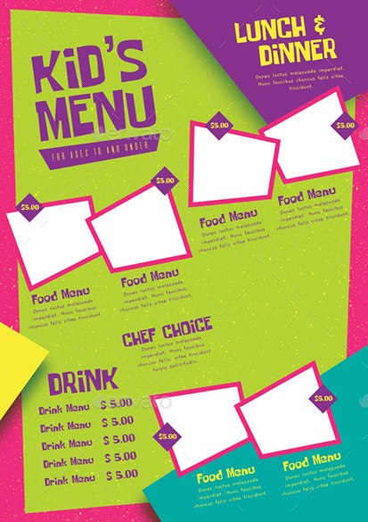 Kids Menu, Print Templates | GraphicRiver