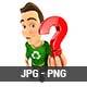 3D Green Hero Holding a Question Mark Icon, Graphics | GraphicRiver