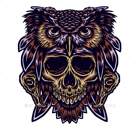 Vector Illustration of Owl Skull, Vectors | GraphicRiver