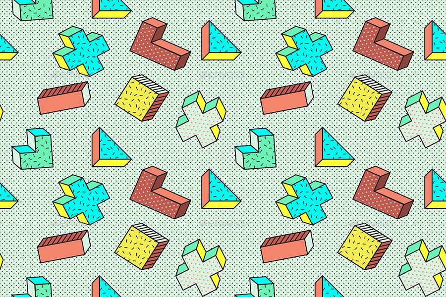 Isometric Tetris Shapes Seamless Patterns Graphics Graphicriver