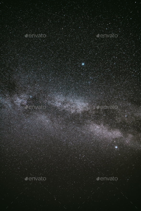 Real Night Sky Stars With Milky Way Galaxy. Natural Starry Sky B Stock ...