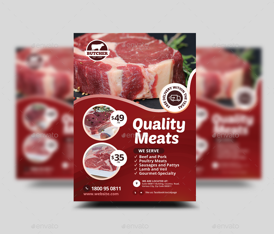 Meat Shop Promotional Flyer, Print Templates | GraphicRiver