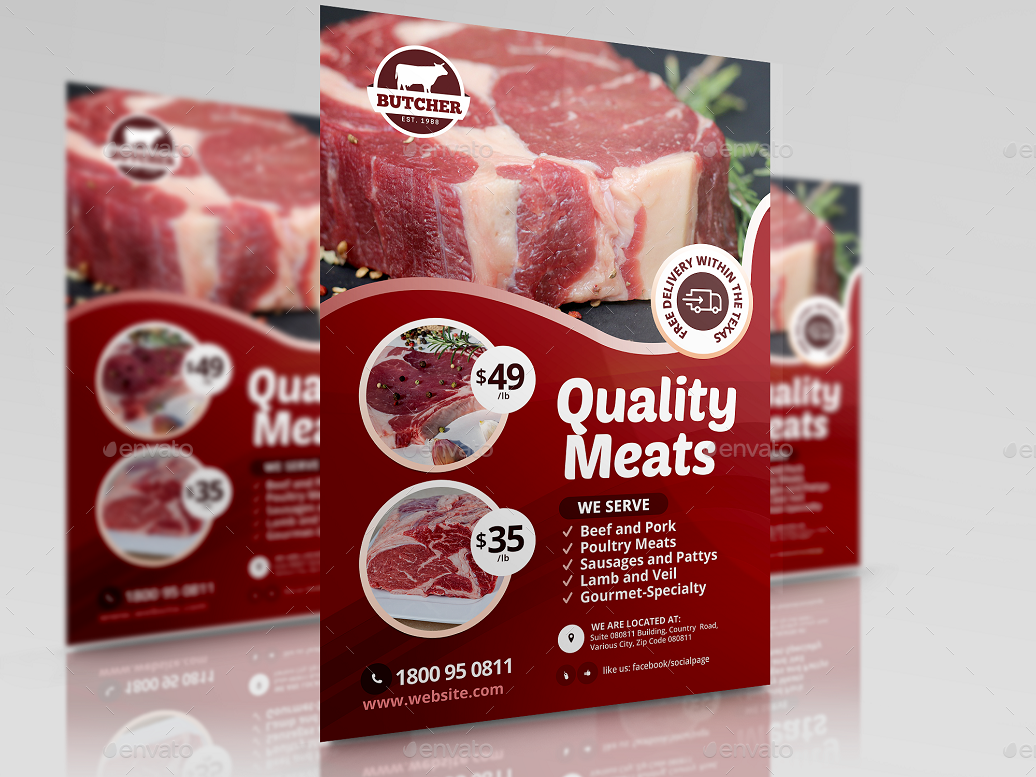 Meat Shop Promotional Flyer, Print Templates | GraphicRiver
