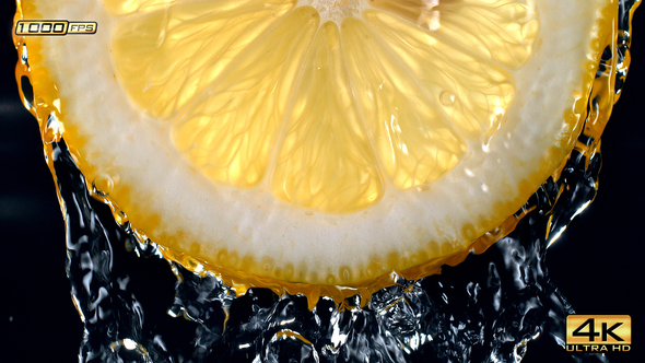 Water Flowing Down the Lemon Slice, Stock Footage | VideoHive