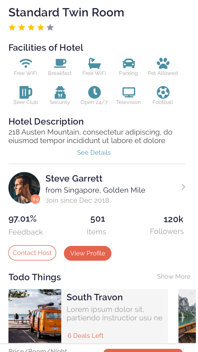 Felix Travel - mobile React Native travel app template by passionui