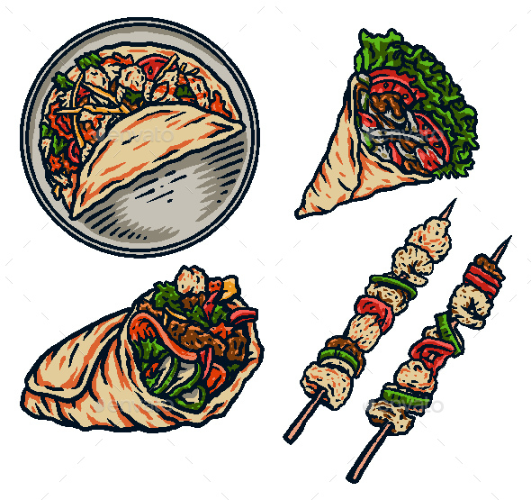 Set of Kebabs, Vectors | GraphicRiver
