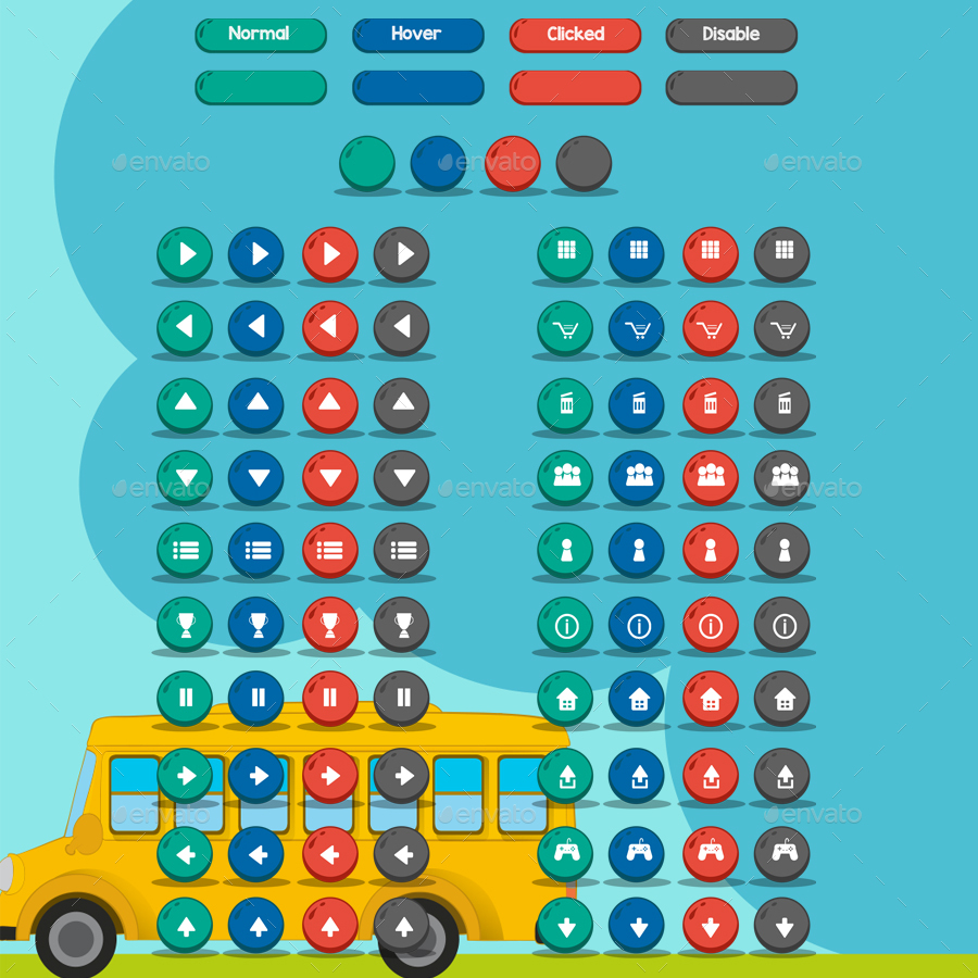 School GUI Kit Pack for Games, Game Assets | GraphicRiver