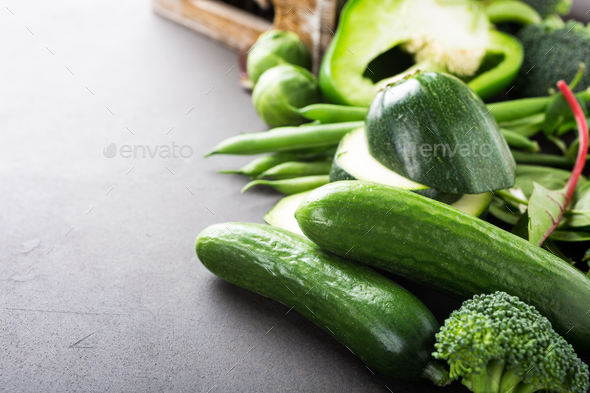 Background with assorted green vegetables Stock Photo by Merinka ...