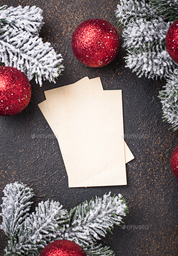 Empty greeting card for Christmas wishes Stock Photo by furmanphoto