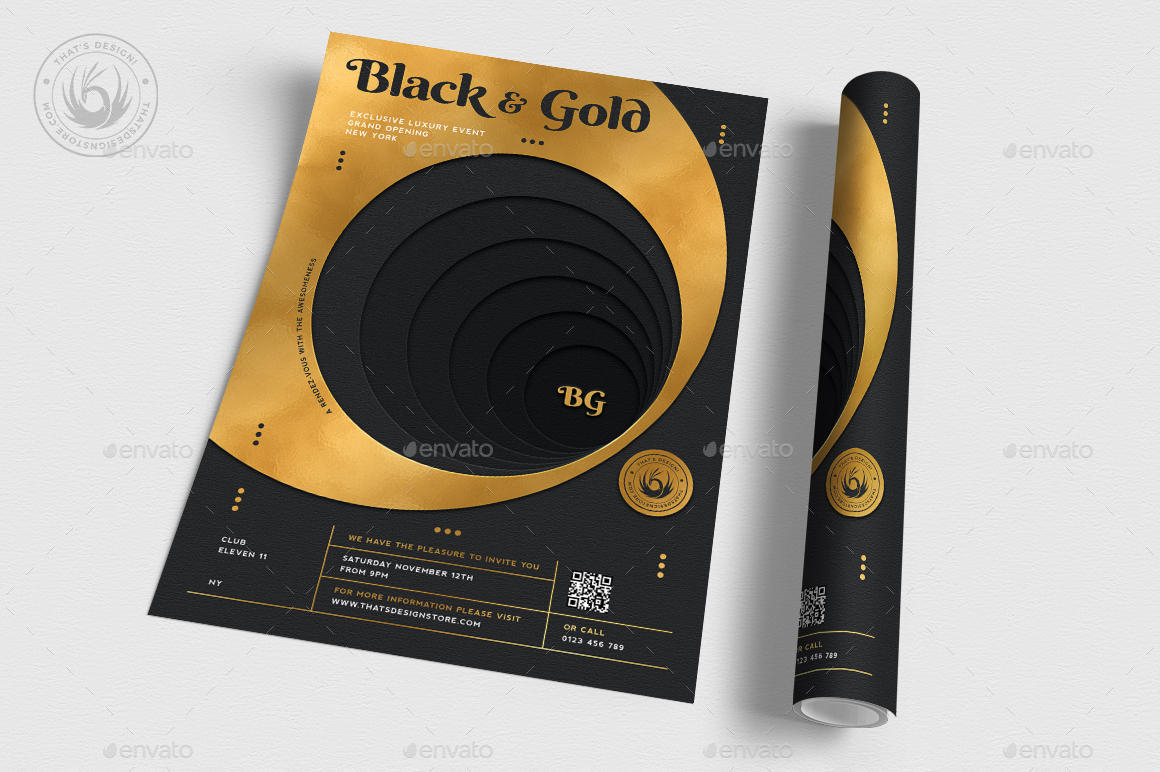 Black and Gold Flyer Template V11, Print Templates | GraphicRiver
