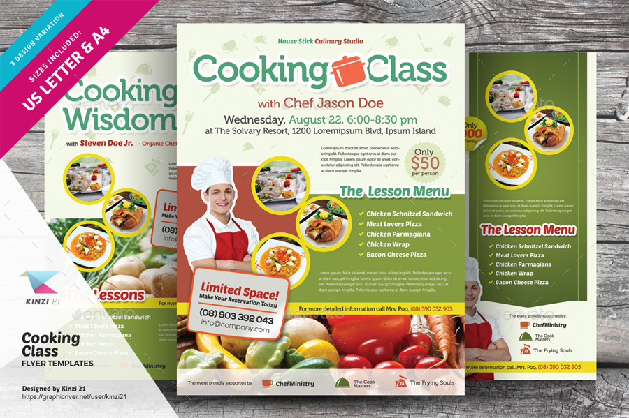 Cooking Class Flyers, Print Templates | GraphicRiver
