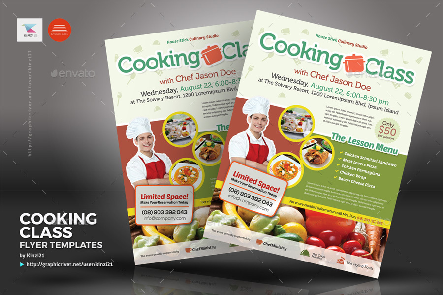 Cooking Class Flyers, Print Templates | GraphicRiver