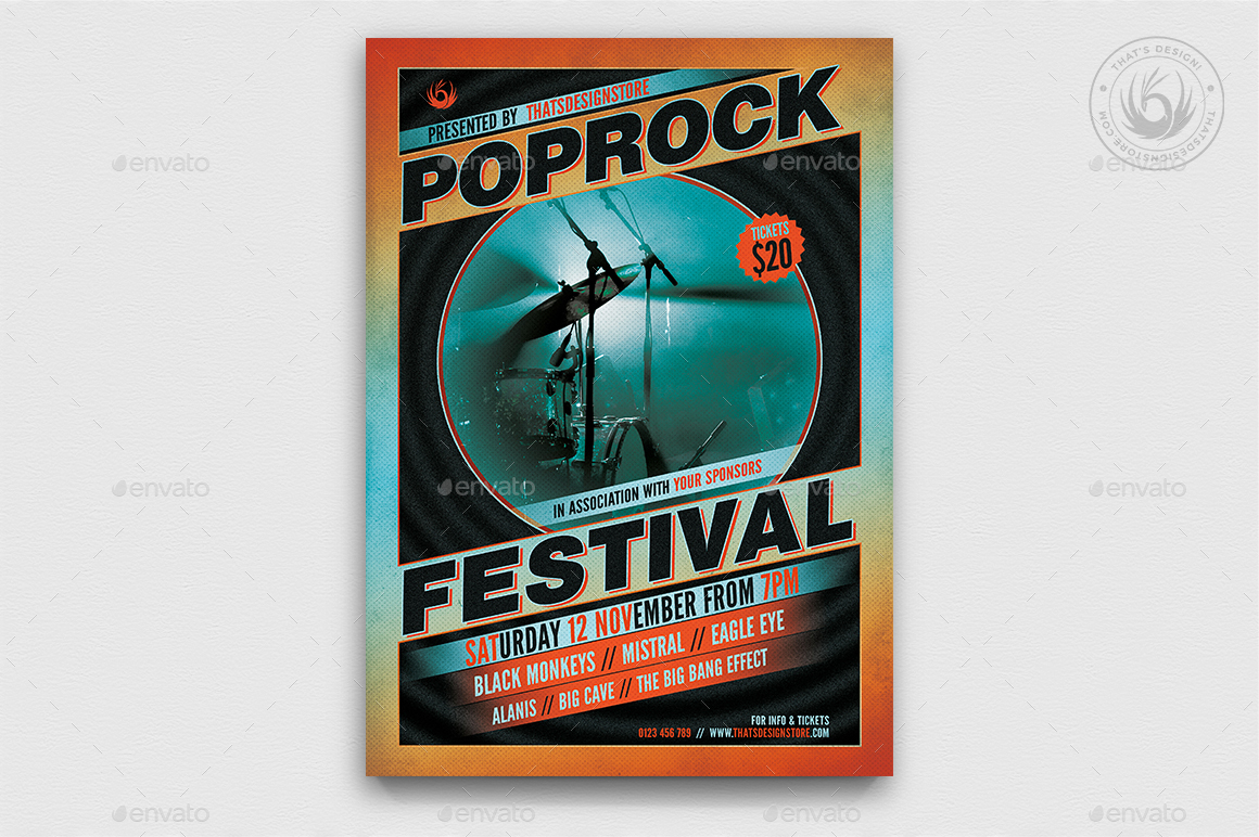 Pop Rock Festival Flyer Template V1, Print Templates | GraphicRiver