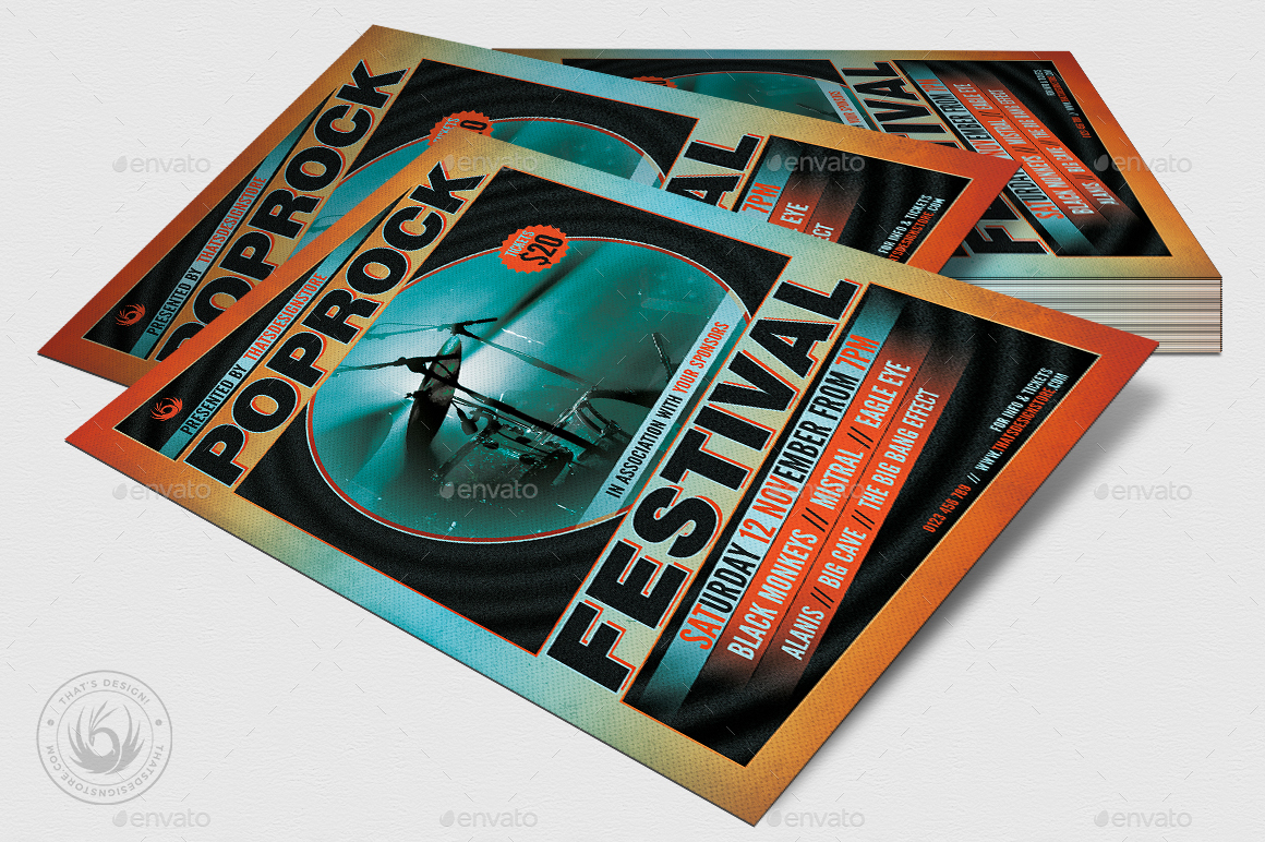 Pop Rock Festival Flyer Template V1, Print Templates | GraphicRiver