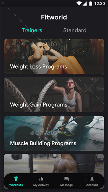 Home Workout App UI Kit | Fitness app UI | Personal Training App UI ...