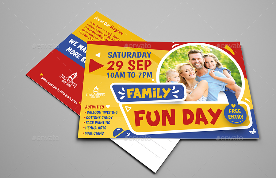 Family Fun Day Postcard Template, Print Templates | GraphicRiver