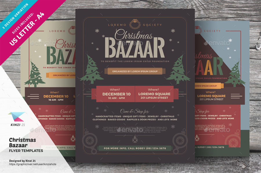 Christmas Bazaar Flyer Templates, Print Templates | GraphicRiver