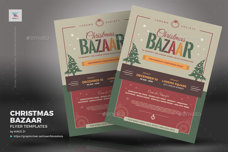Christmas Bazaar Flyer Templates, Print Templates | GraphicRiver