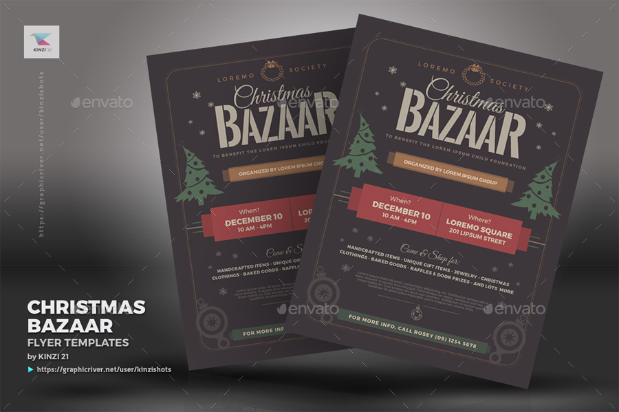Christmas Bazaar Flyer Templates, Print Templates | GraphicRiver