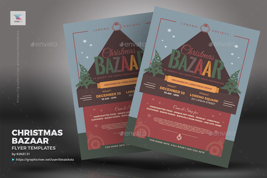 Christmas Bazaar Flyer Templates, Print Templates | GraphicRiver