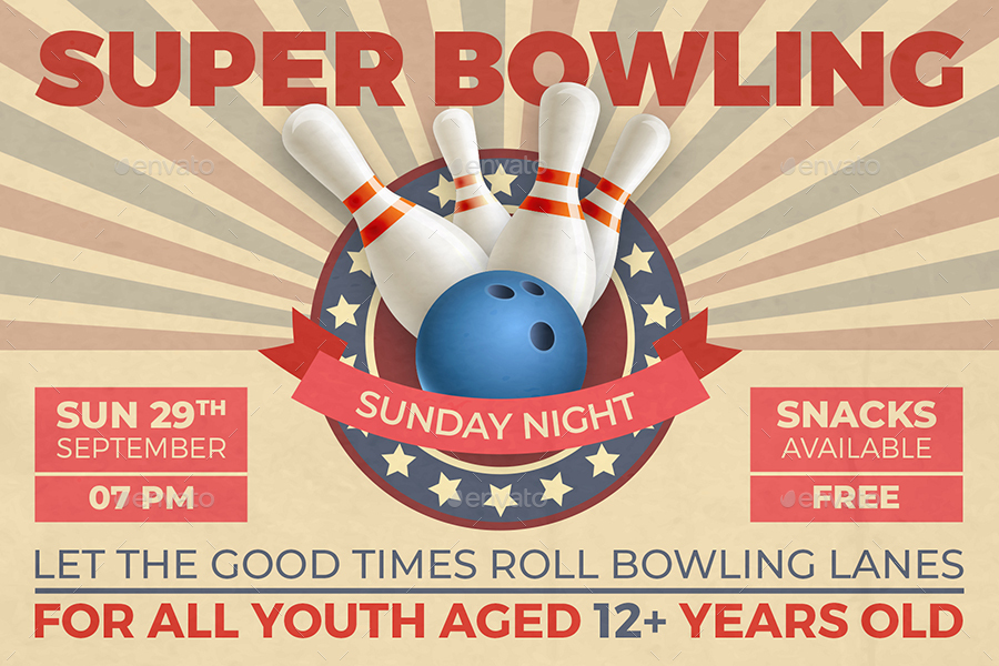 Bowling Postcard Template, Print Templates | GraphicRiver